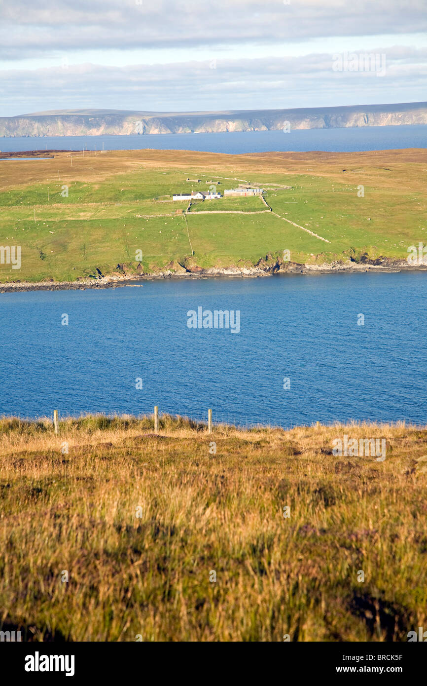 Isolated croft farmhouse, Otterswick, Yell, Shetland Islands, Scotland ...