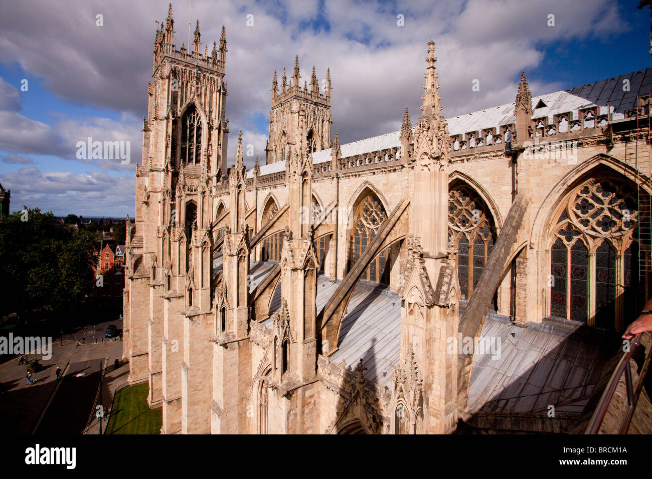 York Minster (cathedral) from the tower of the Minster. York Stock ...