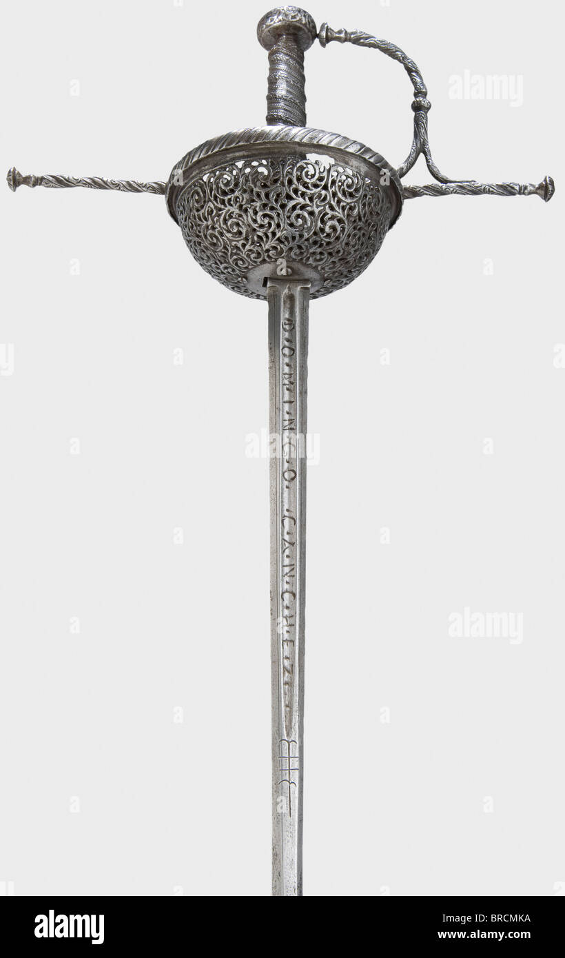 An Italian cup-hilted rapier, Brescia, circa 1650. Slender thrusting ...