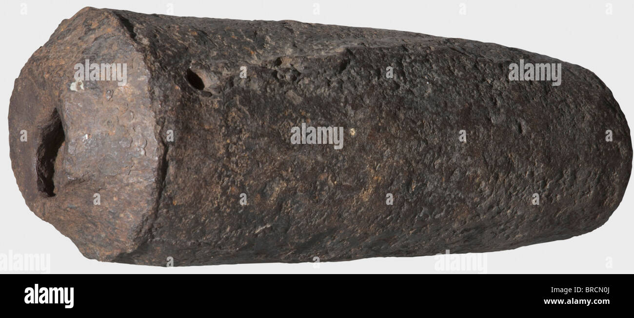 A chamber for a breech loading cannon, circa 1540. Forged iron. Conical ...