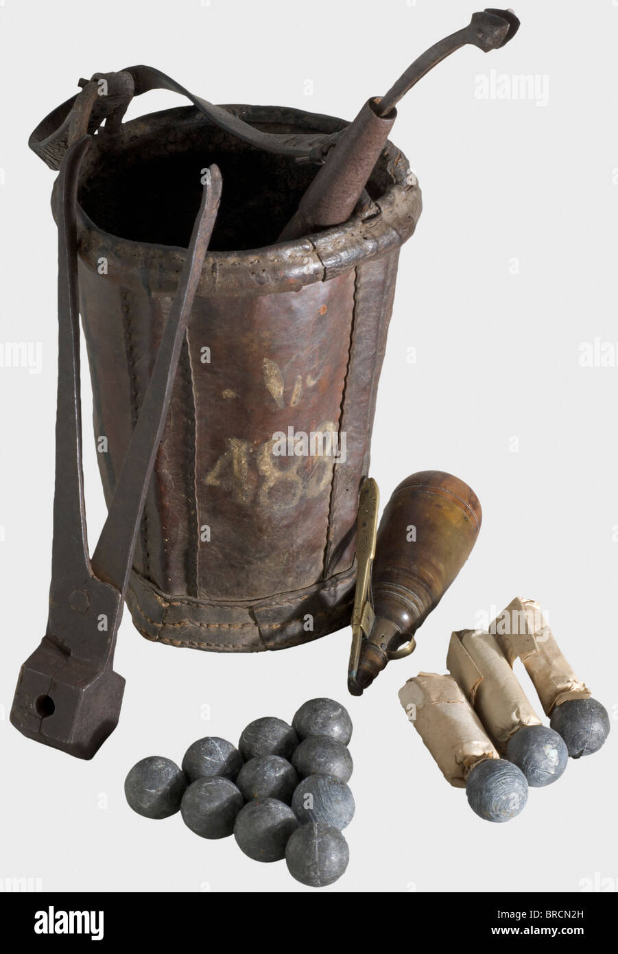 A German breech-loading falconet, dated 1619. Two-stage iron barrel ...