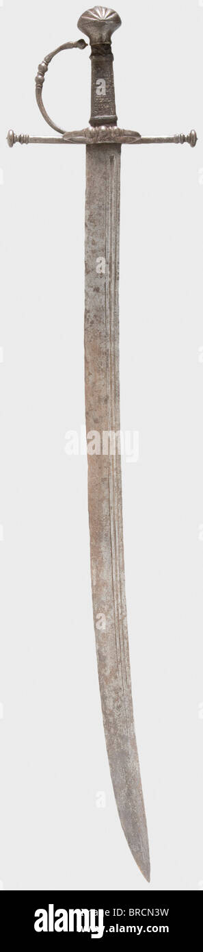 A Styrian sabre, circa 1580 Heavy, slightly curved blade with two ...