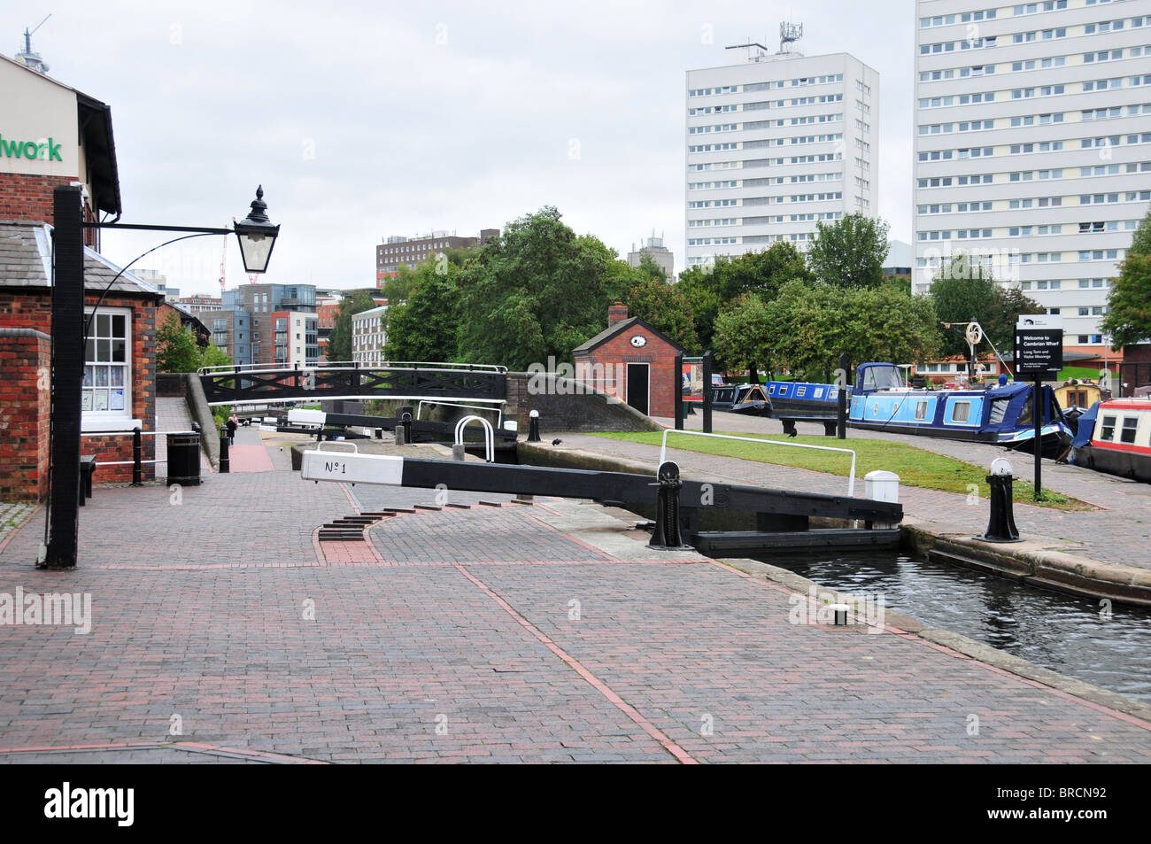 Lock by Cambrian Wharf, Birmingham and Fazeley Canal, Birmingham Stock ...