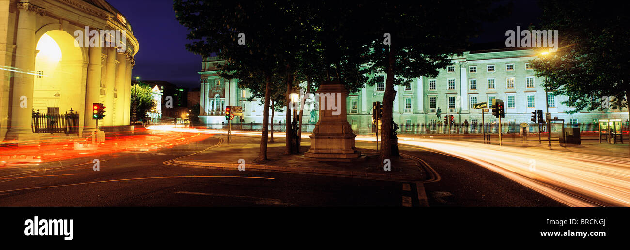 Dublin City, Dublin, Ireland College Green At Night Stock Photo - Alamy