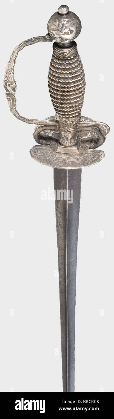 A French silver-hilted small-sword with hunting decoration, Bordeaux ...