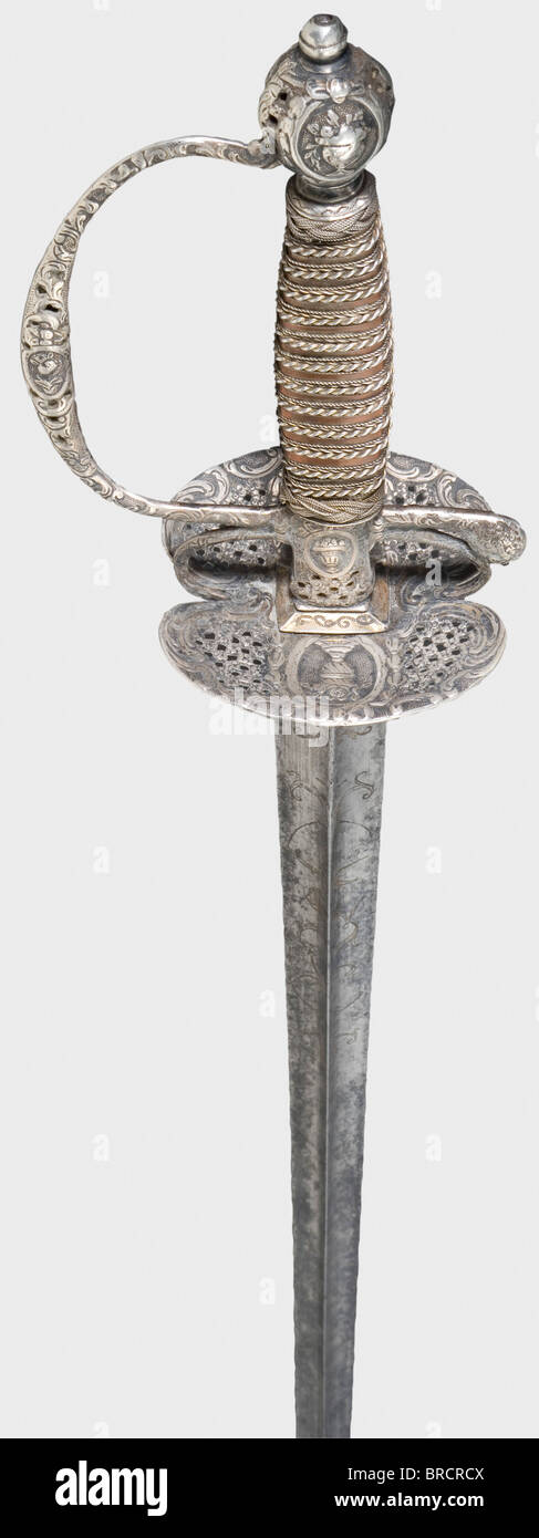 A French silver-hilted small-sword, Paris, circa 1770 A triangular ...