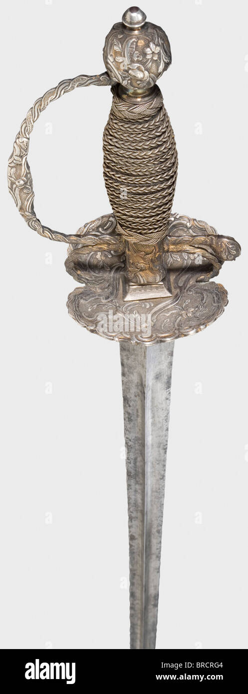 A French silver-hilted small-sword, Paris, 1766 Thrusting blade ...