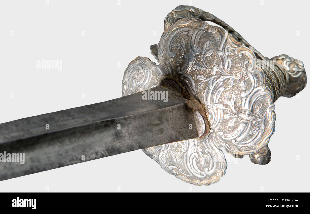 A French silver-hilted small-sword, Paris, 1766 Thrusting blade ...