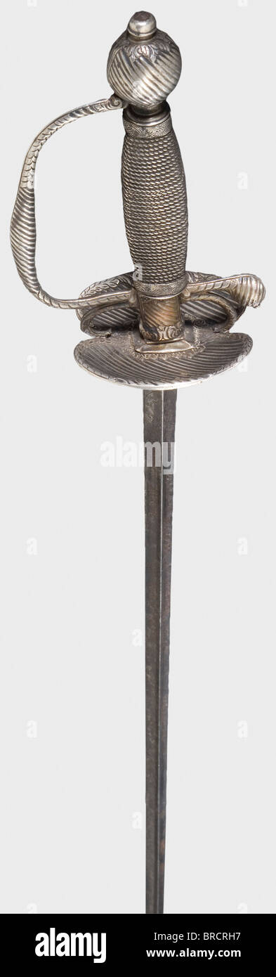 A French silver-hilted small-sword, circa 1780 Slender hollow ...