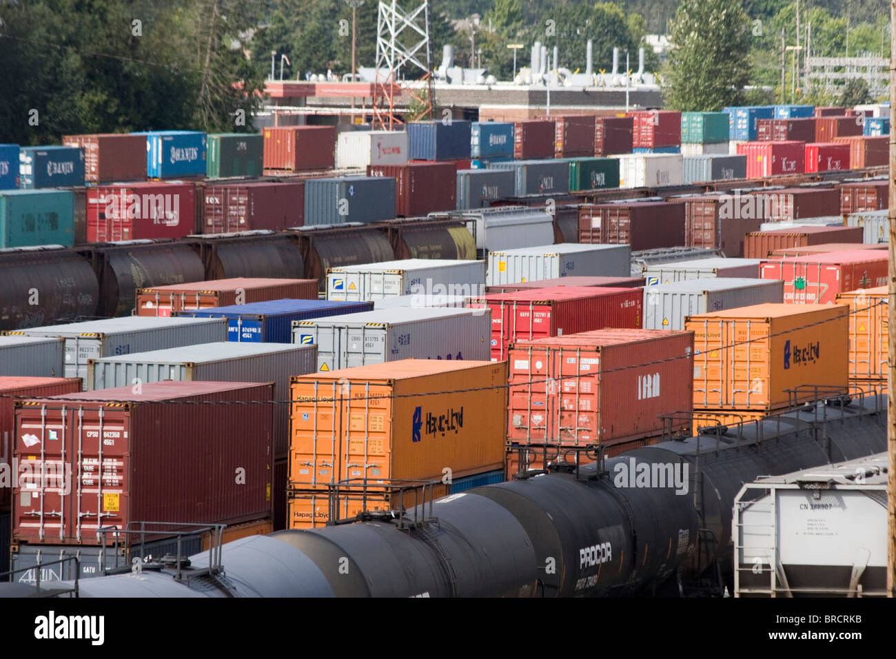 Freight Cars in Canadian Pacific rail yard in Port Coquitlam Vancouver ...