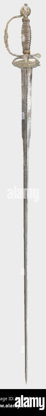 A French small-sword with silvered hilt, circa 1770 Hollow triangular ...