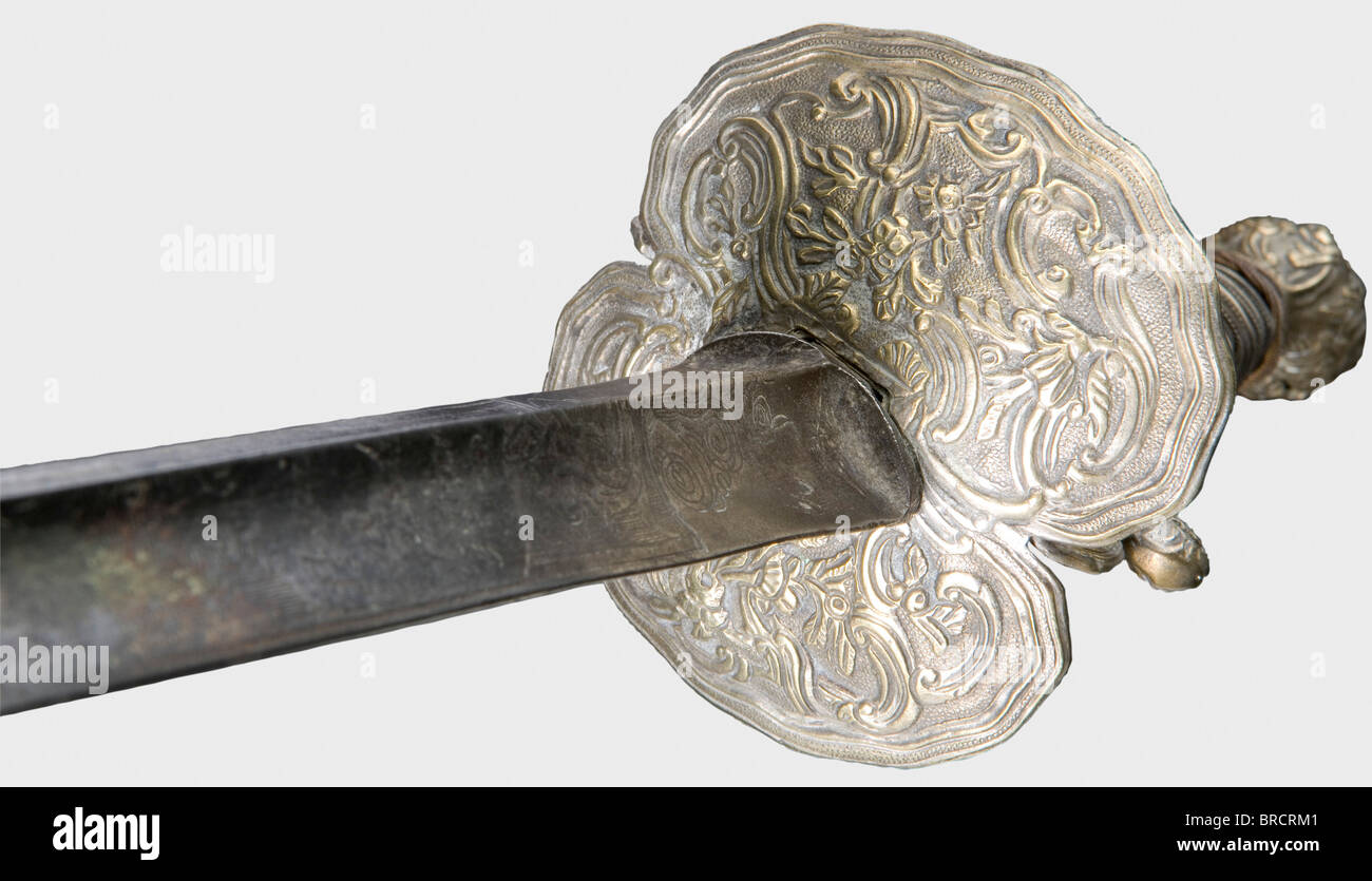 A French small-sword with silvered hilt, circa 1770 Hollow triangular ...
