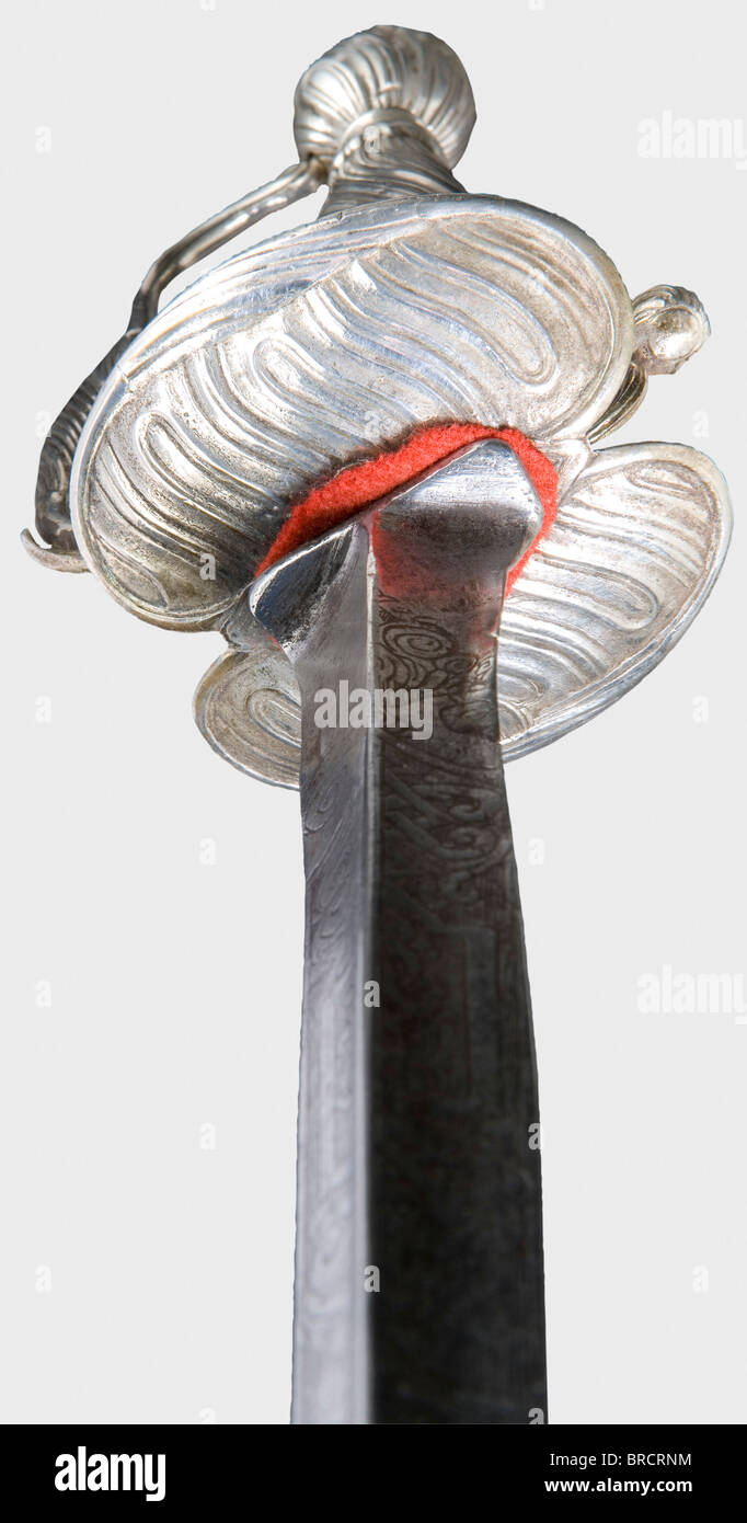 A French silver-hilted small-sword, 18th century Hollow triangular ...