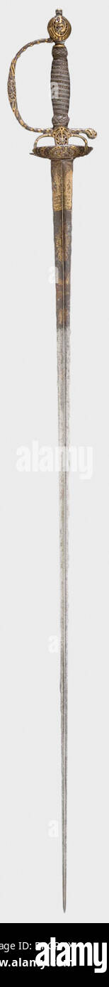 A French gold-inlaid small-sword with chiselled hilt, circa 1770 A ...