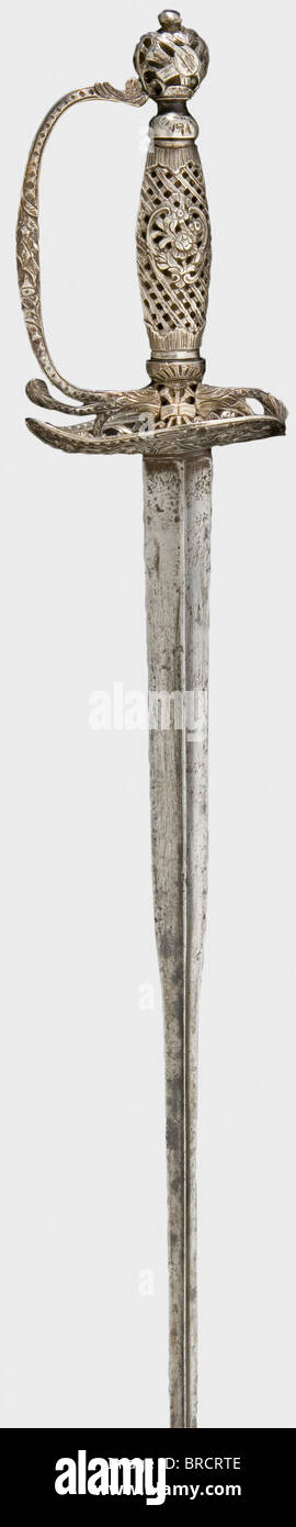 An English silver-hilted small-sword, London, circa 1760 A triangular ...