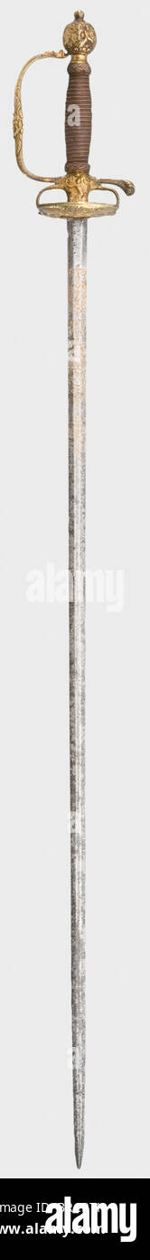 A French small-sword, circa 1750 Double-edged thrusting blade of ...