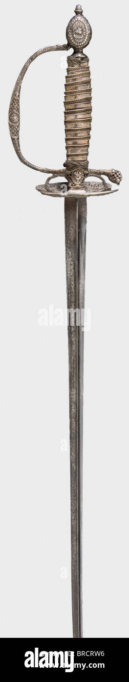 A French silver-hilted small-sword, circa 1780 A somewhat stained blade ...