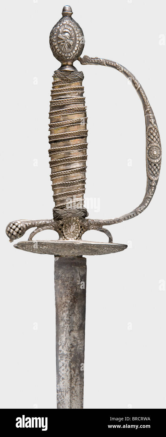 A French silver-hilted small-sword, circa 1780 A somewhat stained blade ...