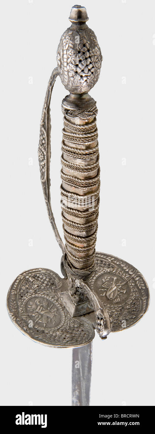 A French silver-hilted small-sword, circa 1780 A somewhat stained blade ...
