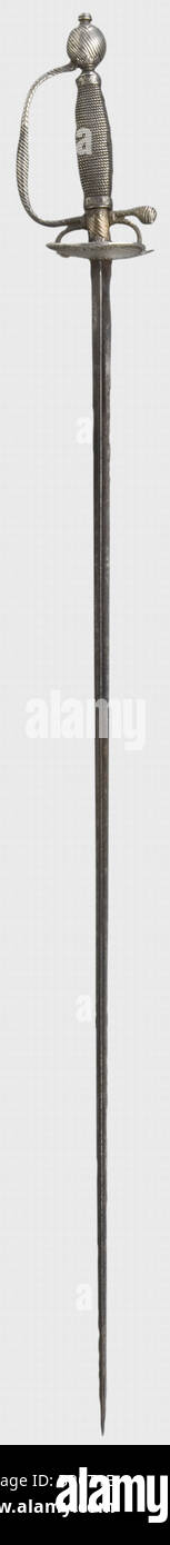 A French silver-hilted small-sword, circa 1780 Slender hollow ...