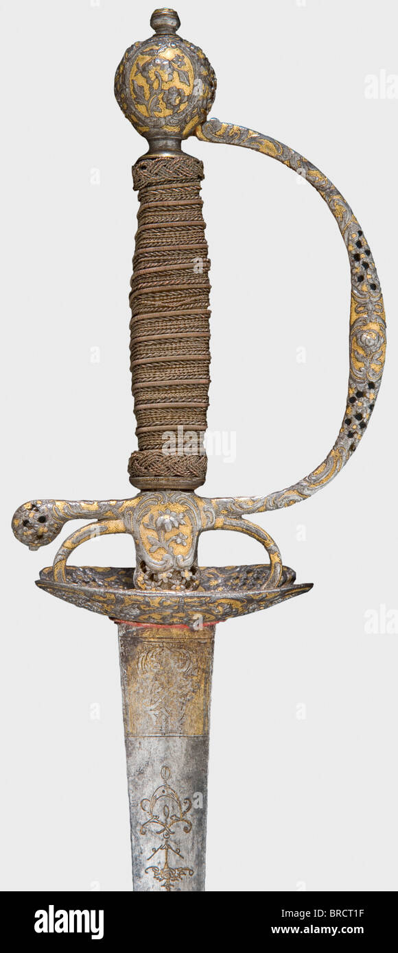 A French gilt small-sword with chiselled hilt, circa 1780 Tapering ...