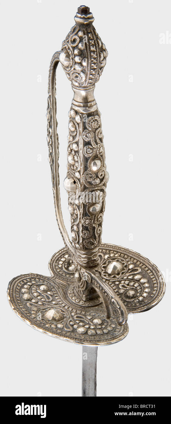 A French silver-hilted small-sword, circa 1790 Smooth, slender ...