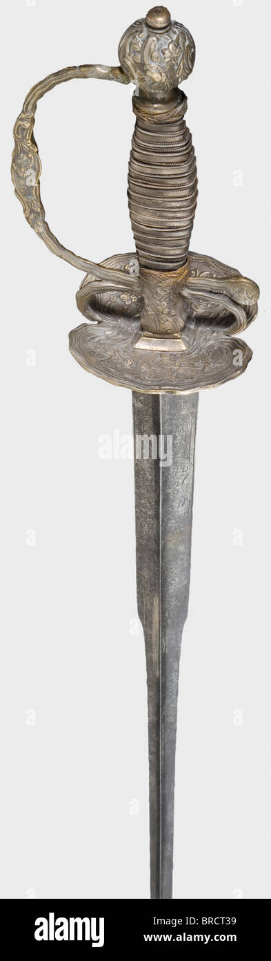 A French small-sword with silvered hilt, circa 1770 Hollow triangular ...