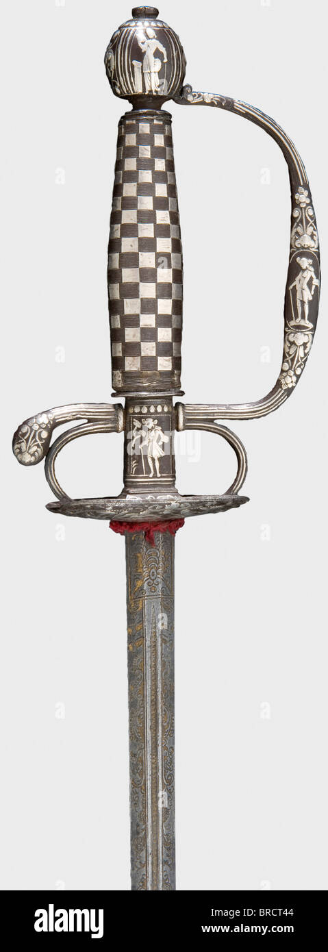 A fine small-sword with silver-inlaid hilt, England or The Netherlands ...