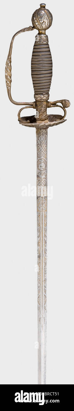 A French silver-hilted small-sword with scabbard, Paris, 1753 Double ...