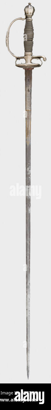 An English silver-hilted small-sword, circa 1720 Double-edged thrusting ...