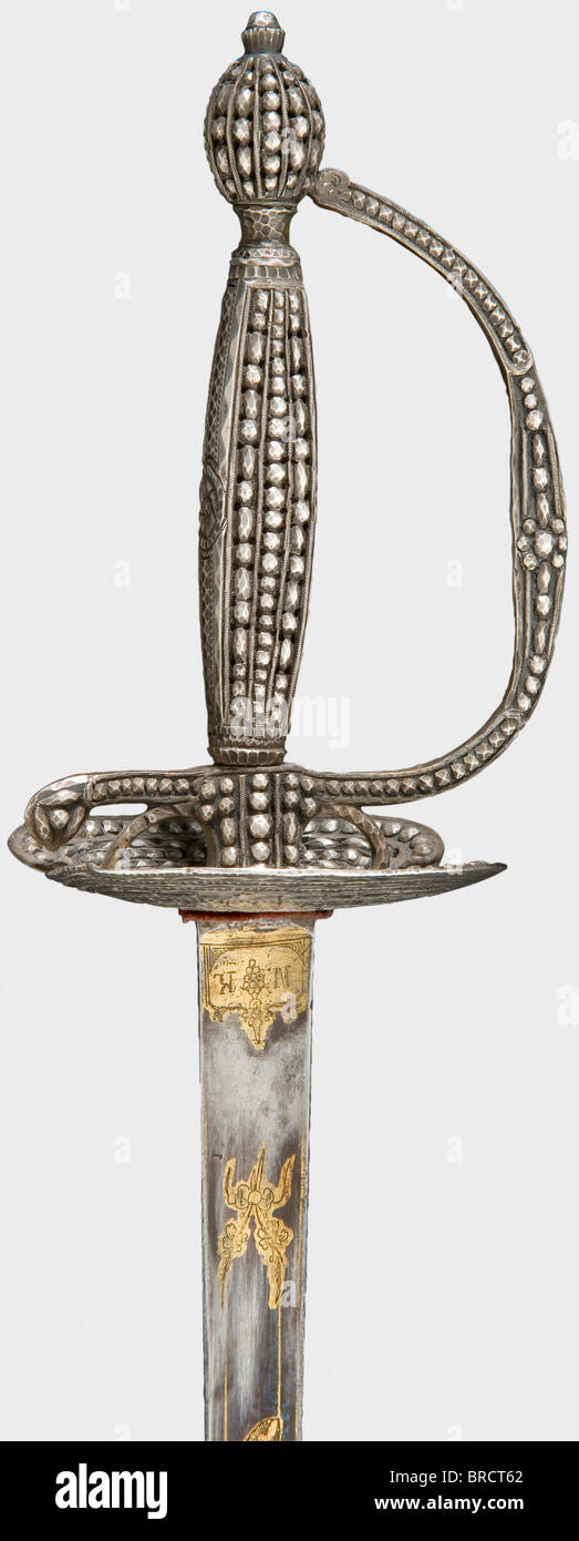 A French silver-hilted small-sword, circa 1790 Triangular thrusting ...