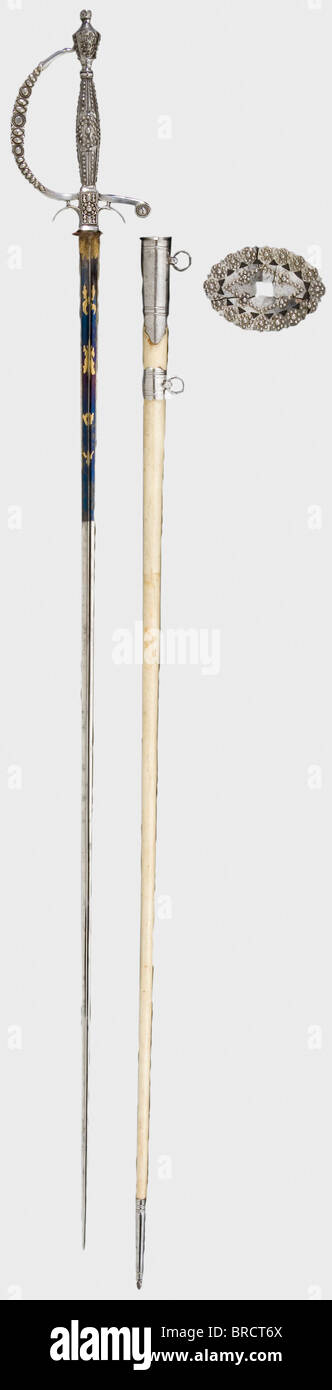 A French small-sword with cut-steel hilt and scabbard, circa 1800 ...