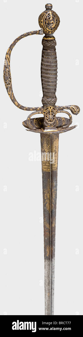 A French gold-inlaid small-sword with chiselled hilt, circa 1770 A ...