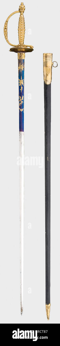 A French small-sword with gold-plated hilt and scabbard, circa 1790 ...