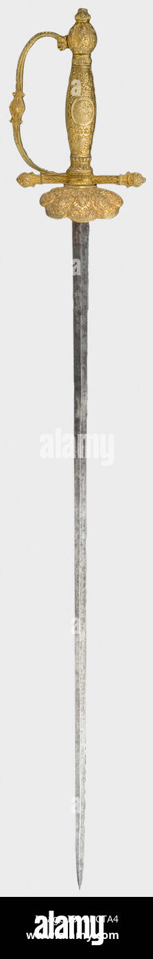 A French court-sword, from the reign of Napoleon III Double-edged blade ...