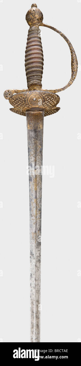 A French small-sword with chiselled hilt, circa 1780 Hollow triangular ...