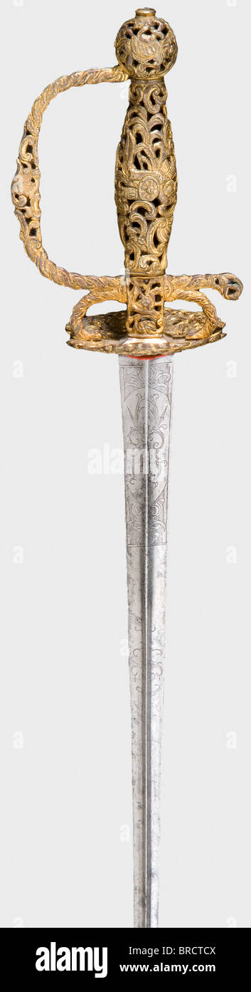 A French small-sword with gold-plated hilt, circa 1760 Hollow ...