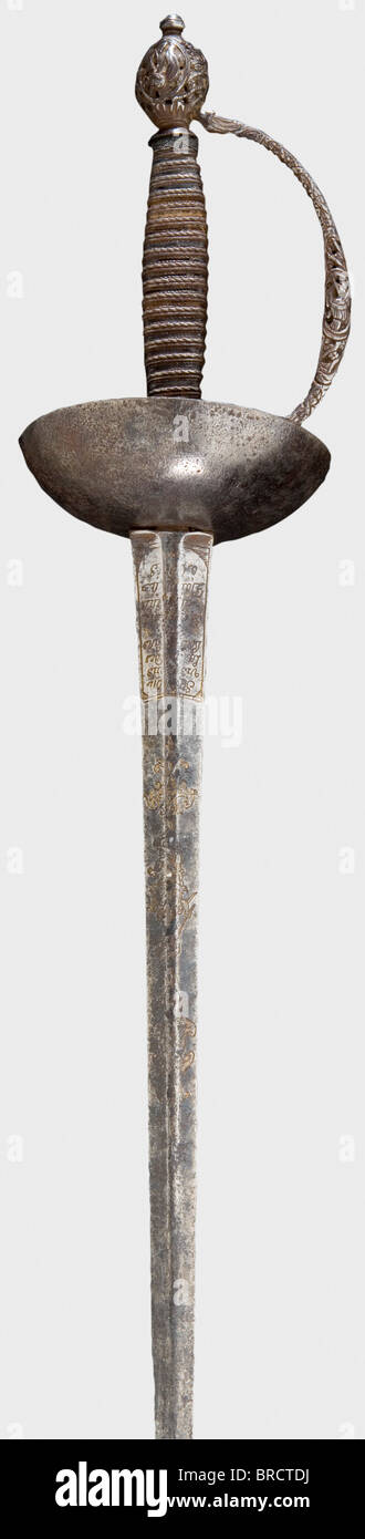 A French small-sword with chiselled hilt, circa 1780 Double-edged ...