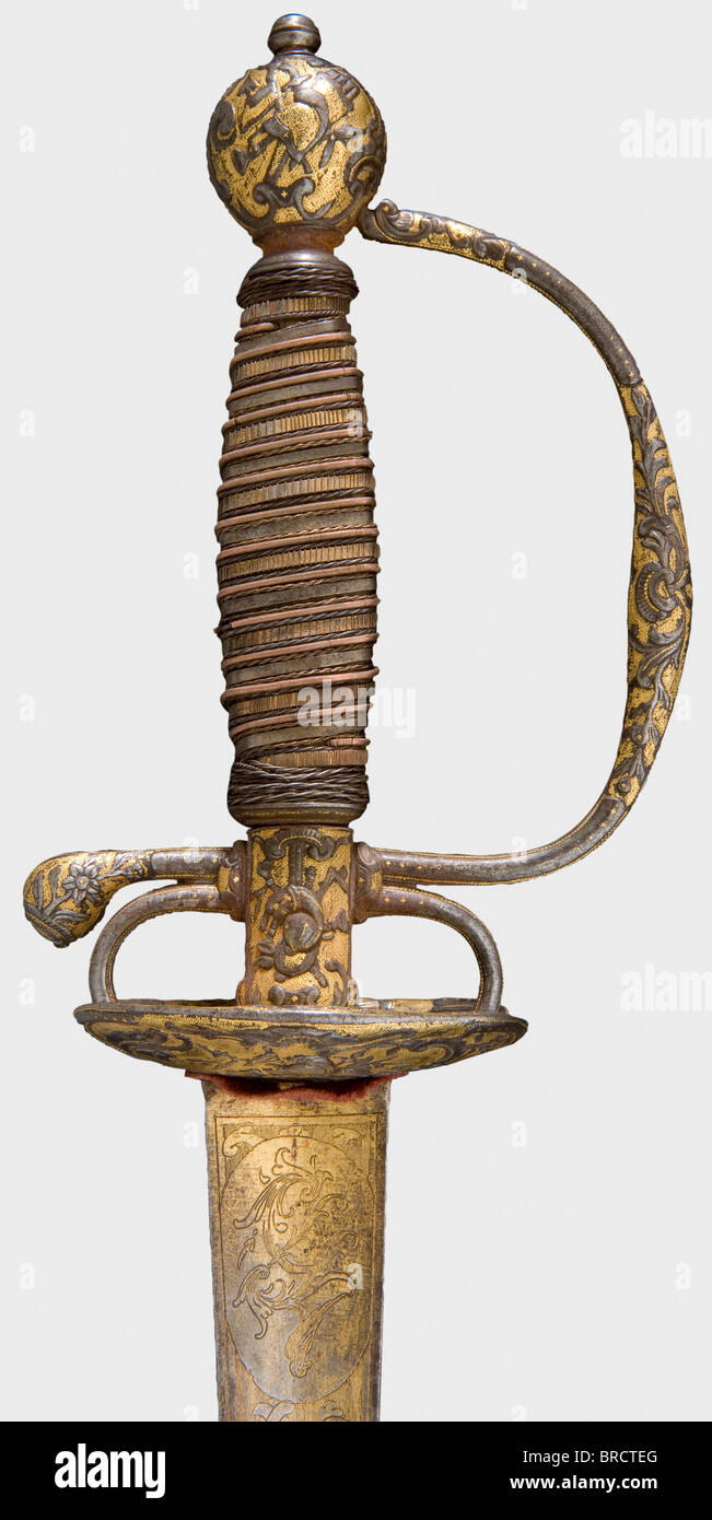 A French gilt small-sword with chiselled hilt, circa 1760 Triangular ...