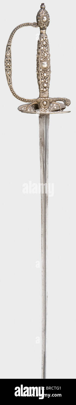 A French silver-hilted small-sword, circa 1790 Smooth, slender ...