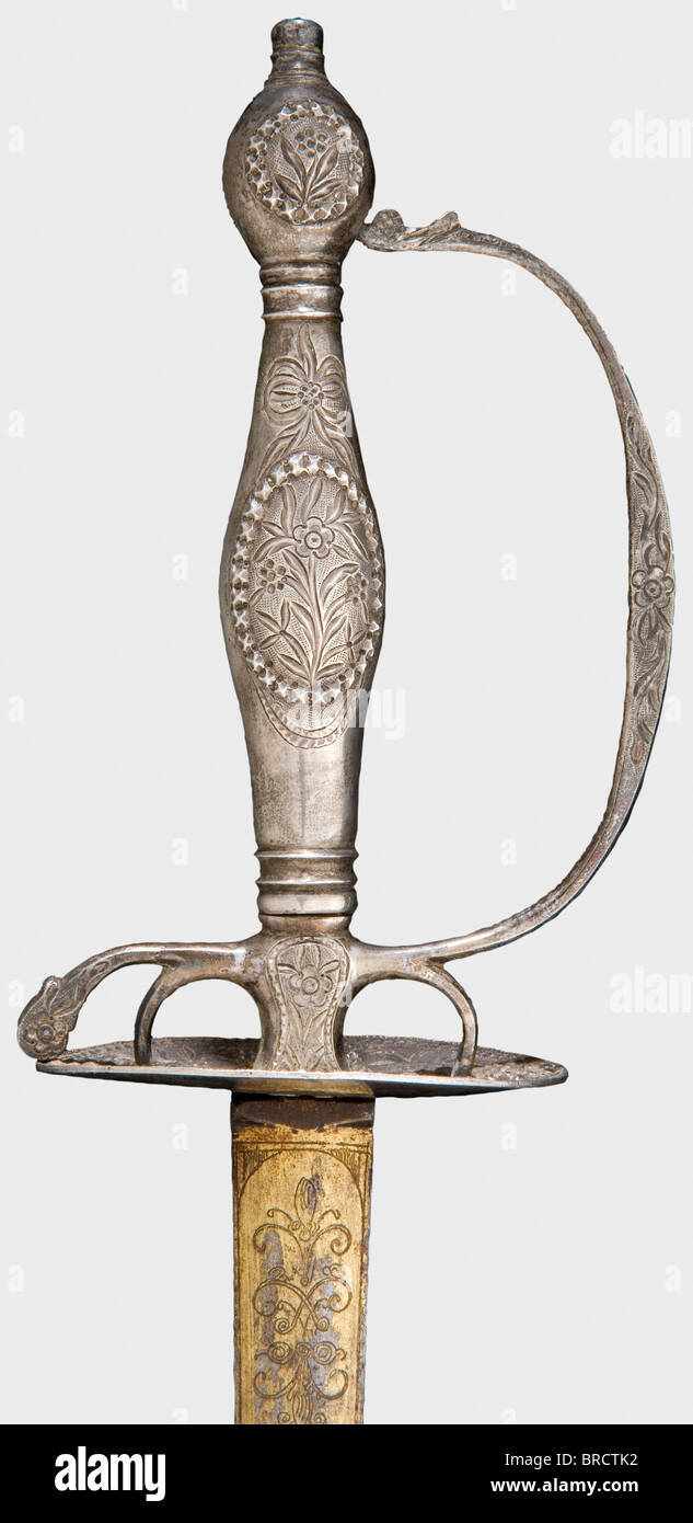 A silver-hilted small-sword, German(?), circa 1790 Double-edged ...