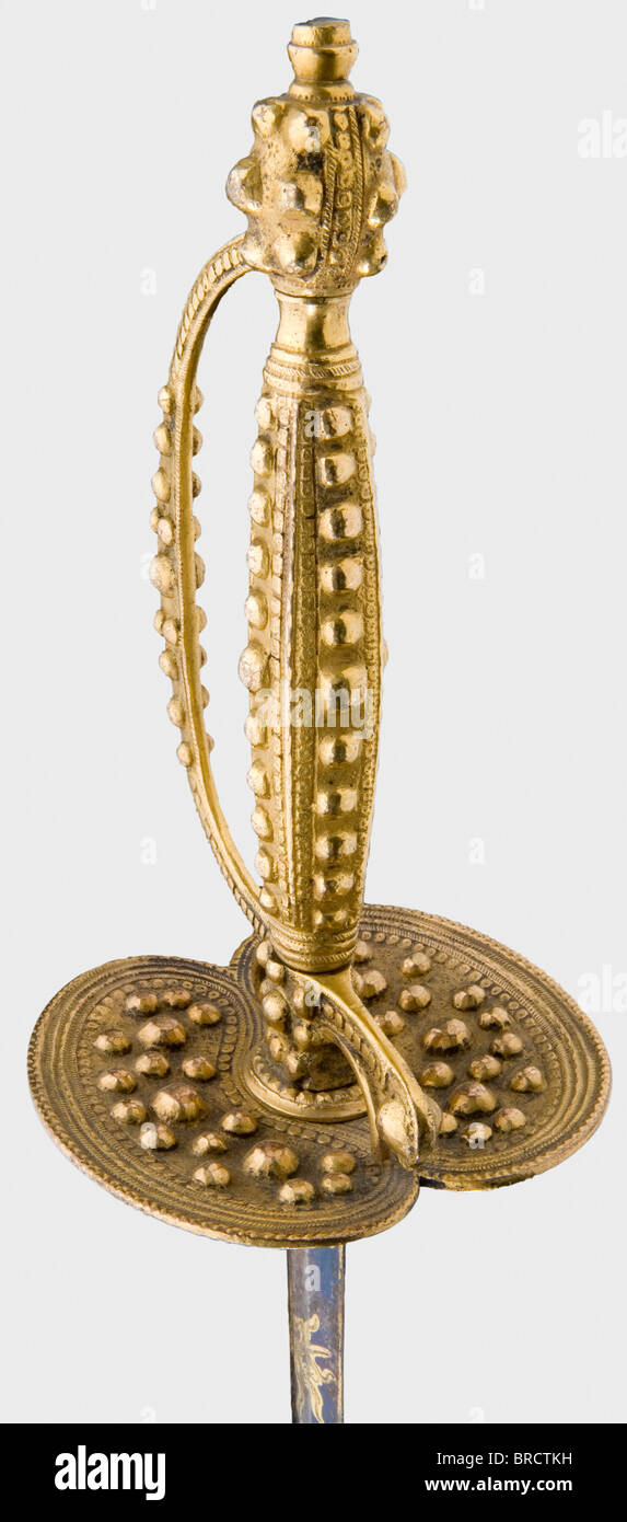 A French small-sword with gold-plated hilt and scabbard, circa 1790 ...