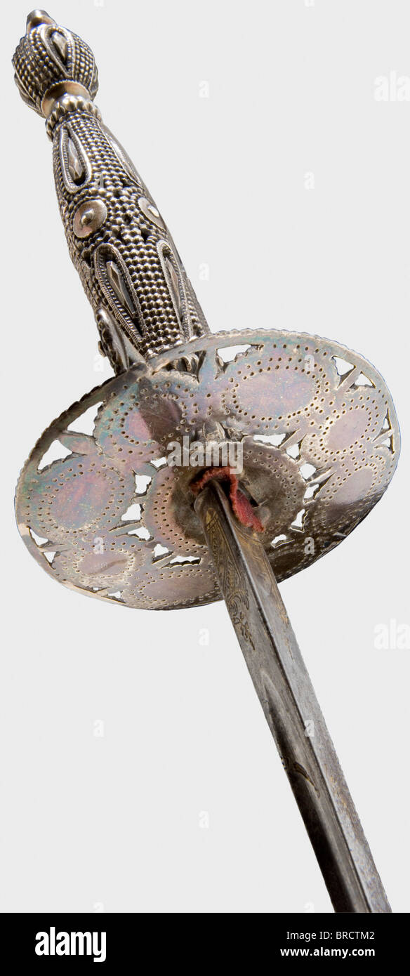 A French silver-hilted small-sword, circa 1810 Hollow triangular ...