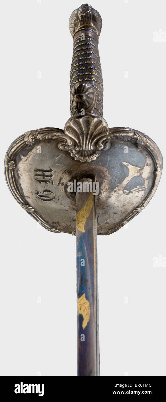 A silver-hilted officer's sword, France, Restoration Period Hollow ...