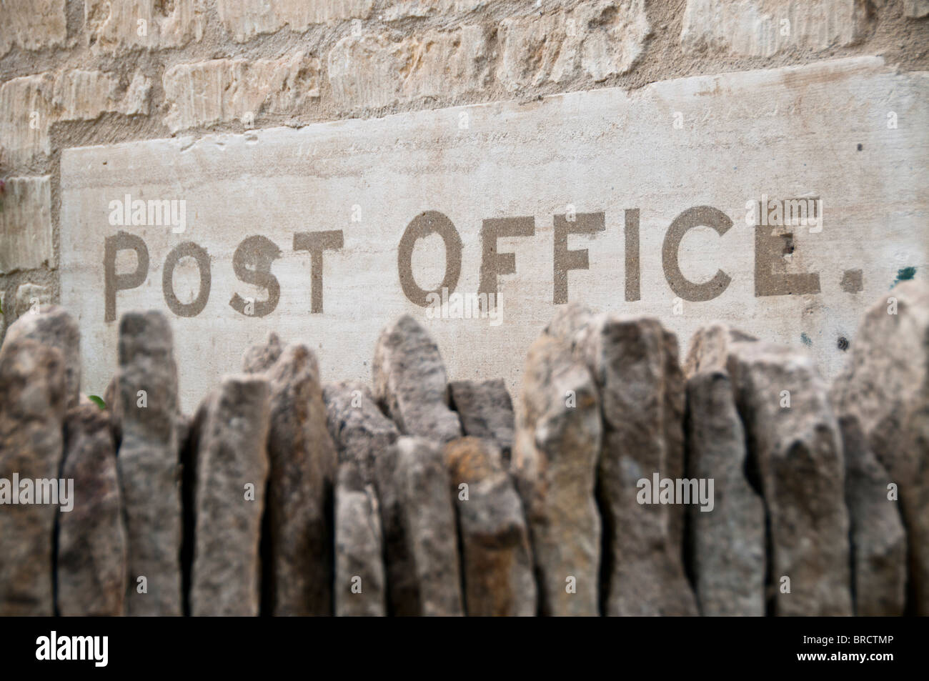 Post Office sign engraved in Cotswold stone, Sheepscombe ...