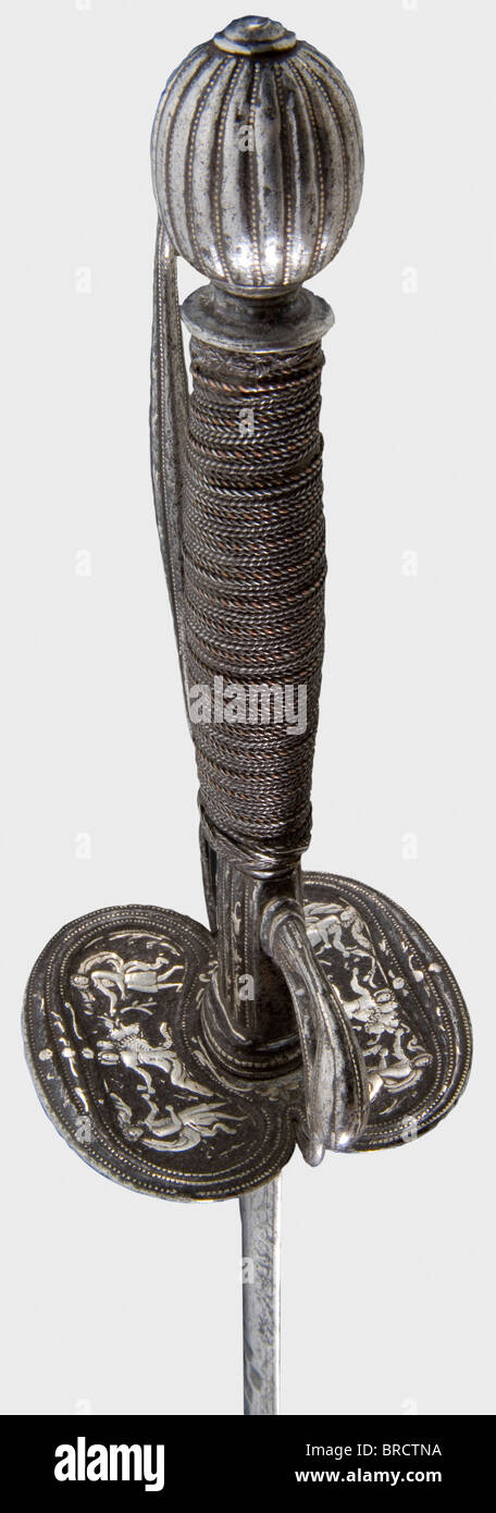 A fine German small-sword with silver-inlaid hilt, circa 1690 Double ...