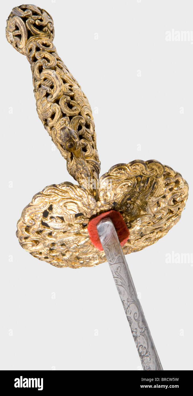 A French small-sword with gold-plated hilt, circa 1760 Hollow ...