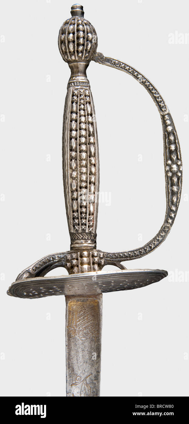 A French silver-hilted small-sword, circa 1790 Hollow triangular ...