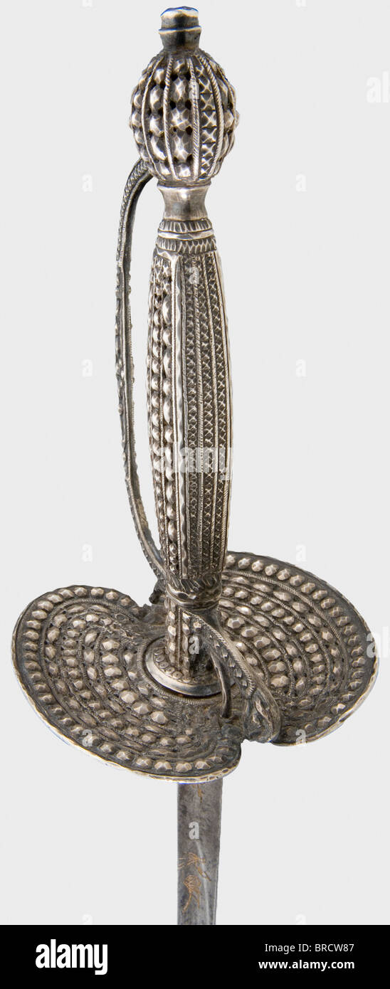 A French silver-hilted small-sword, circa 1790 Hollow triangular ...