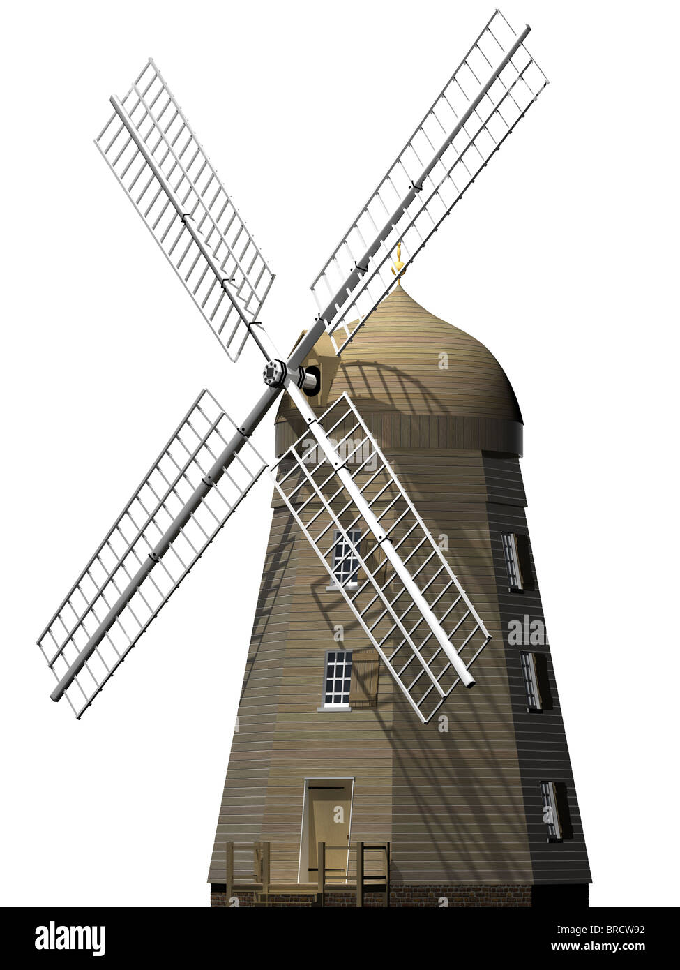 Isolated illustration of a traditional wooden windmill Stock Photo - Alamy